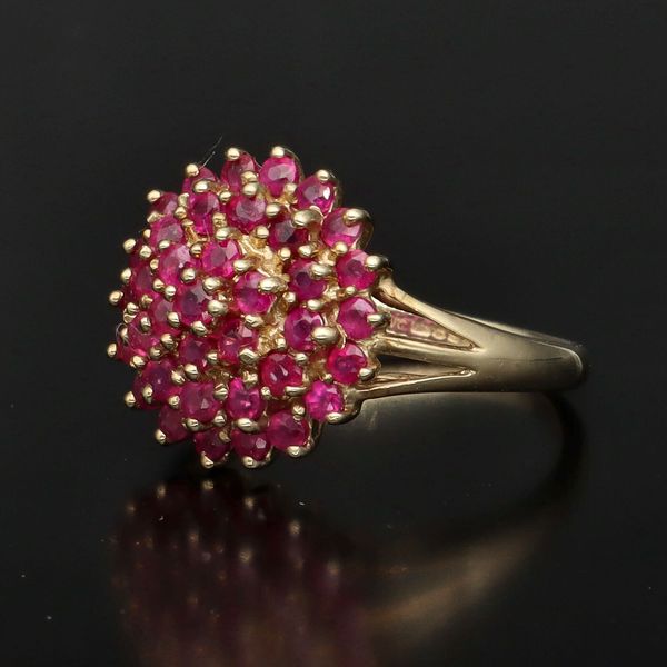9ct Gold Ruby Cluster Ring - Hemswell Antique Centres
