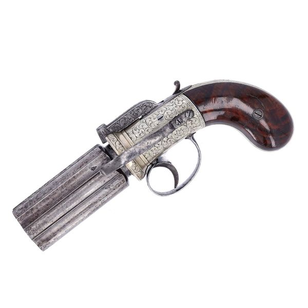 Cased Six Shot Percussion Pepperbox Revolver - Hemswell Antique Centres