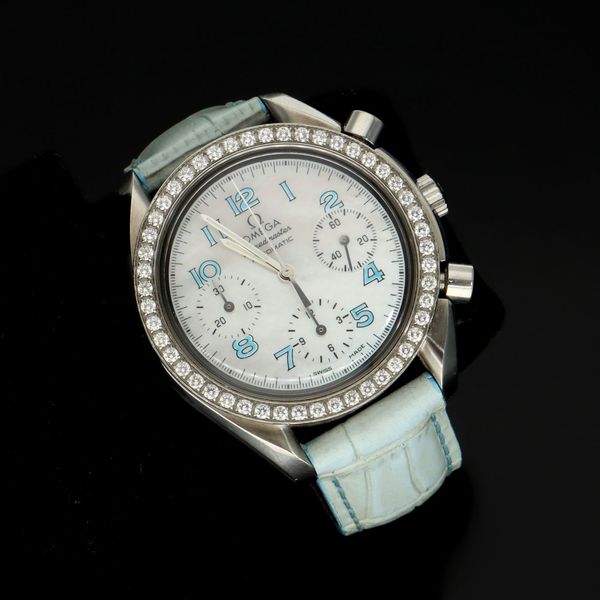 Omega Speedmaster 38mm Diamond Set Chronograph watch with box ...