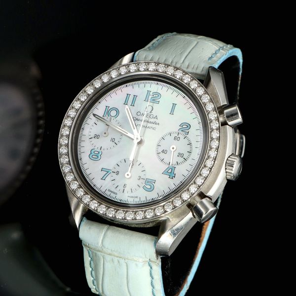 Omega Speedmaster 38mm Diamond Set Chronograph watch with box ...