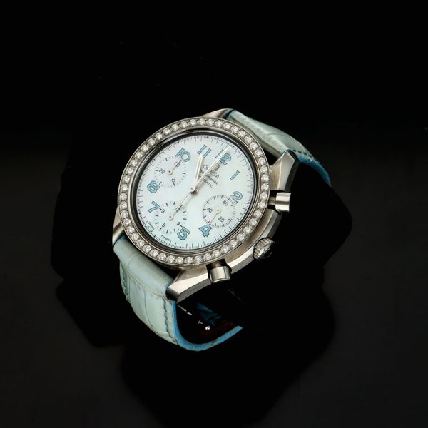 Omega Speedmaster 38mm Diamond Set Chronograph watch with box ...