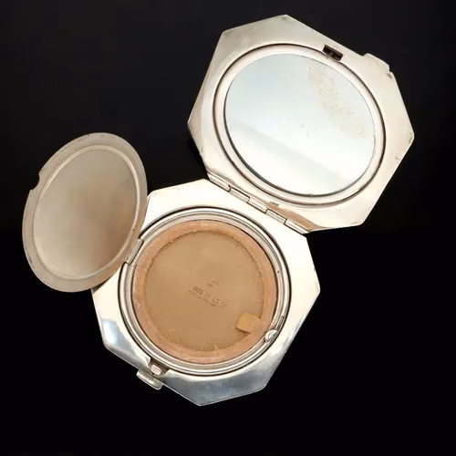 Art Deco Style Silver Powder Compact - Antique Silver - Hemswell ...