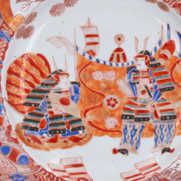 Old Kutani Samurai Shogun Plate - Hemswell Antique Centres