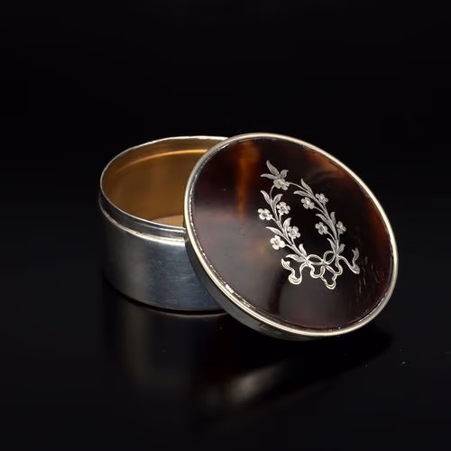 Silver and Tortoise Shell Pill Box - Antique Silver - Hemswell Antique ...